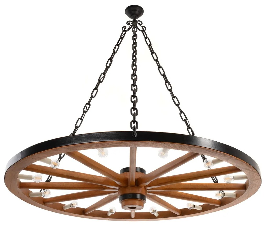 Dřevěný lustr BESEDA 130 cm/tmavý dub/12x E14
