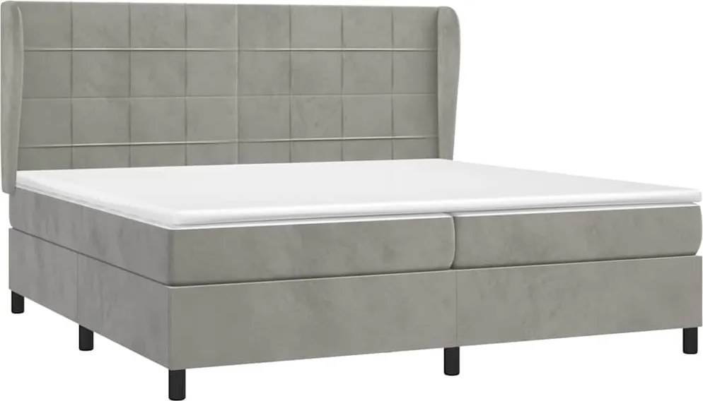Box spring postel s matrací světle šedá 200x200 cm samet 3129231