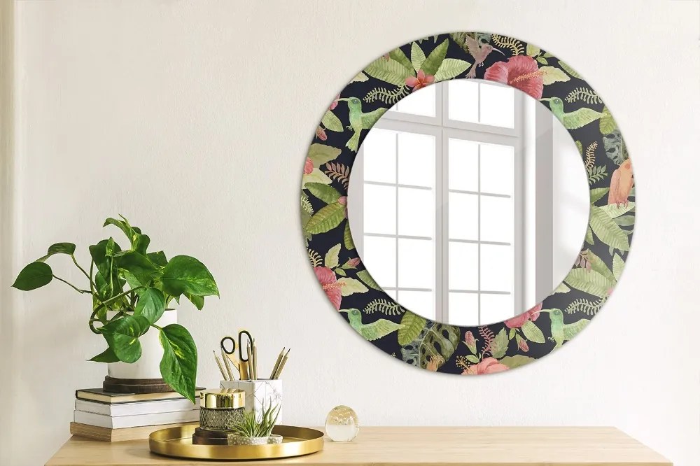 Kulaté dekorativní zrcadlo na zeď Hibiscus flowers fi 50 cm