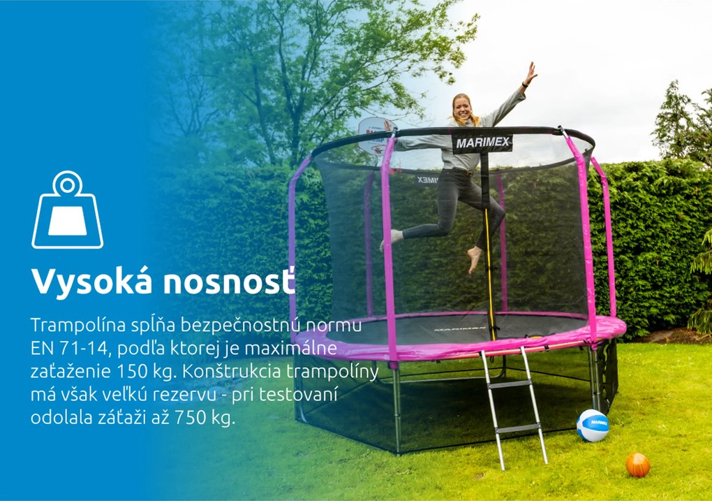 Marimex | Trampolína Marimex Standard 305 cm růžová + vnitřní ochranná síť + schůdky ZDARMA | 19000105