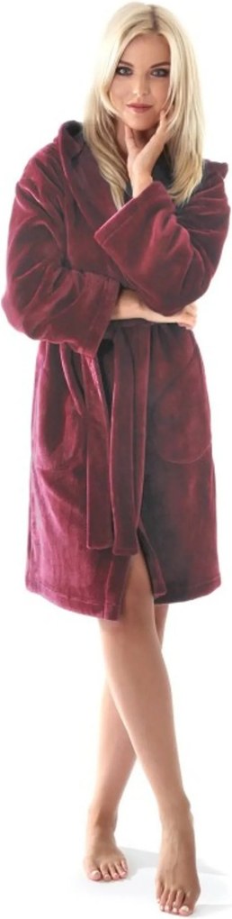 Krátký župan s kapucí Siena mauve wine 33 56 4853 - L/XL