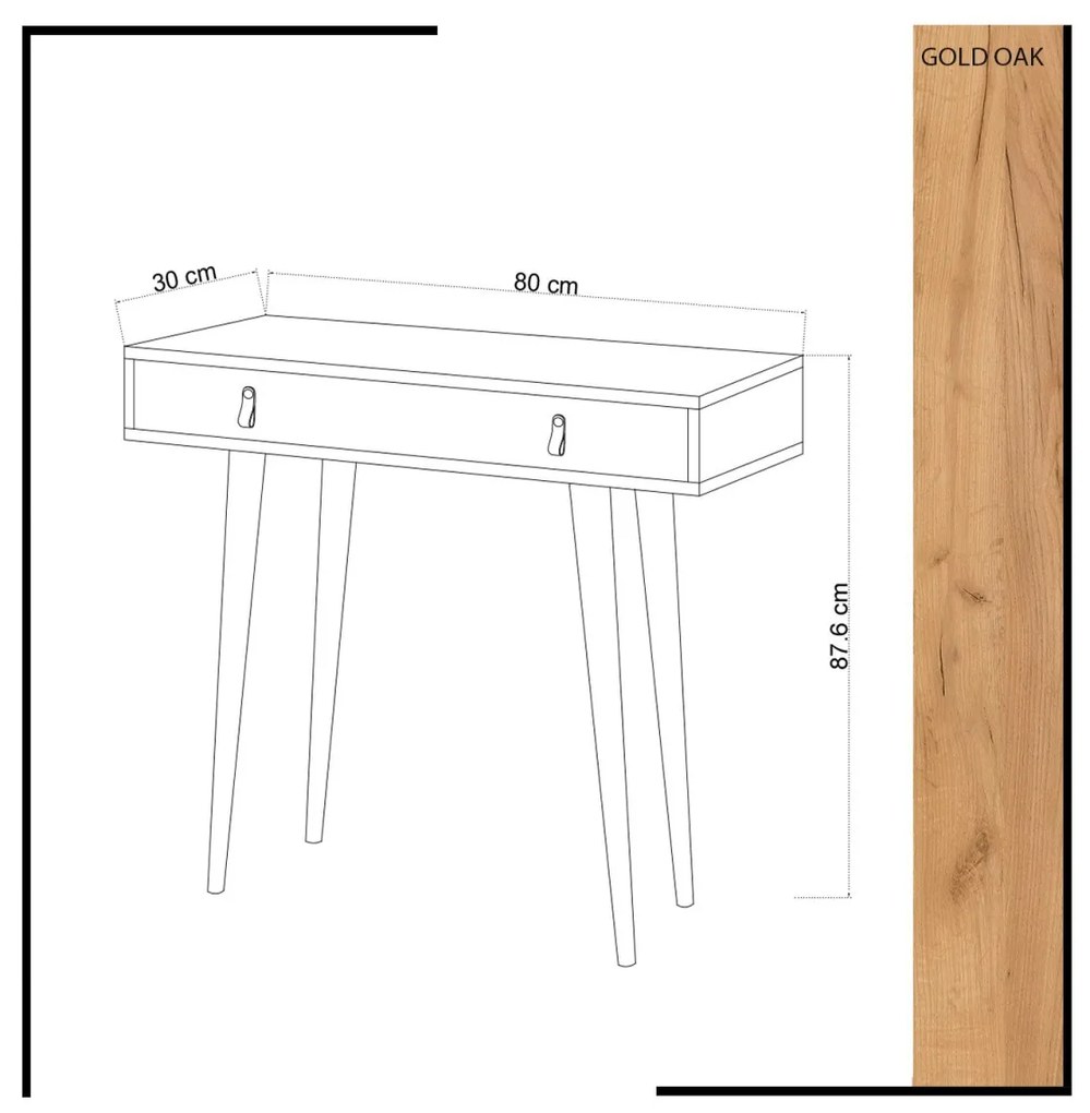 Konzolový stolek Dokka 80 cm hnědý/bílý