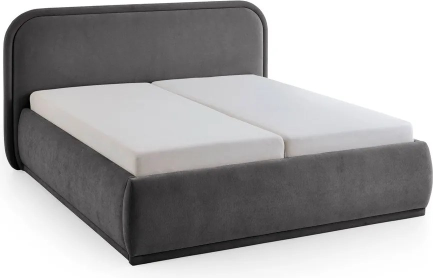 Antracitová čalouněná dvoulůžková postel s úložným prostorem s roštem 160x200 cm Soma – Meise Möbel