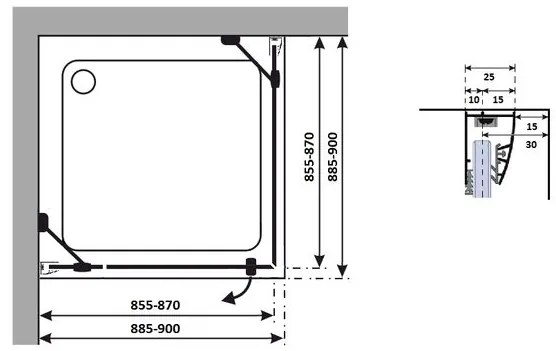 Sprchové dveře Huppe Strike jednokřídlé 80 cm, čiré sklo, chrom profil, levé 430101.092.322