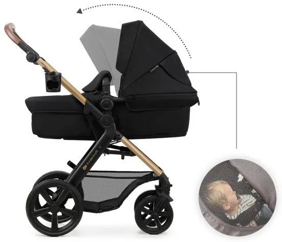 KINDERKRAFT - Kombinovaný kočárek 3v1 MOOV 2 Pure black + autosedačka MINK PRO