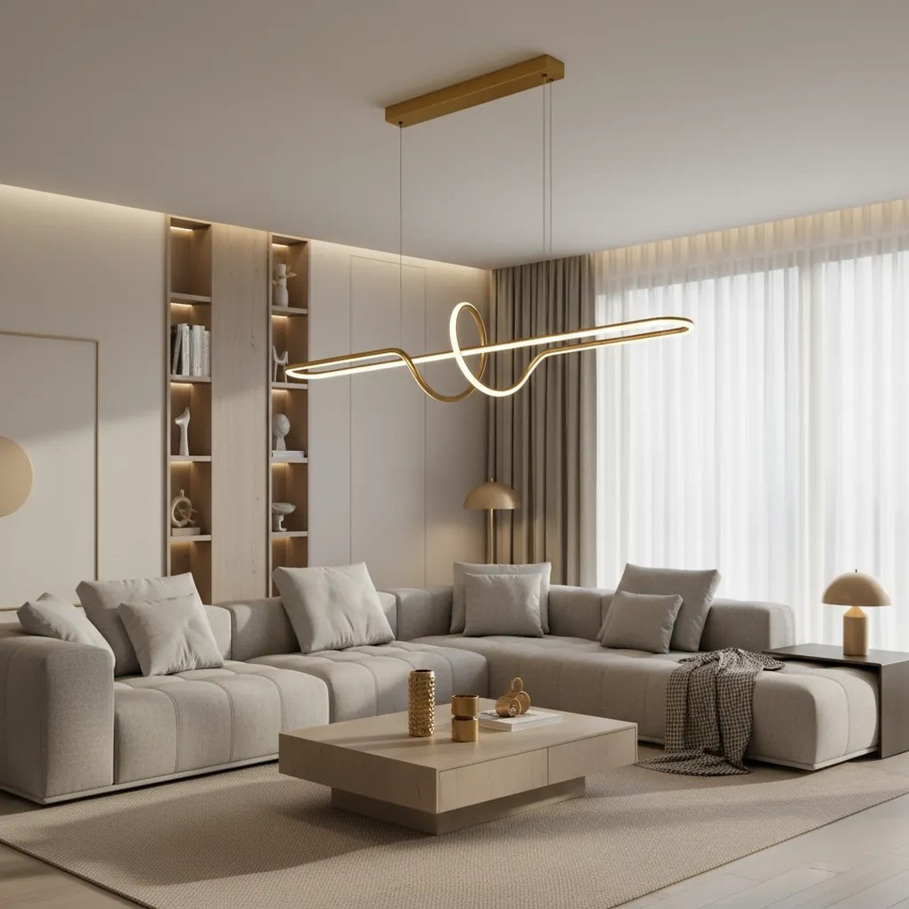Toolight Závěsné LED osvětlení Modern Spiral D104 LHJ038-CP kartáčovaná zlatá