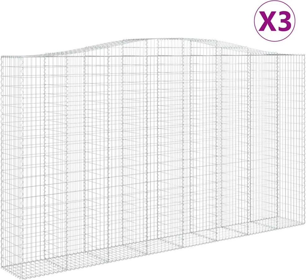 Klenuté gabionové koše 3 ks 400x50x220/240cm pozinkované železo 3146035