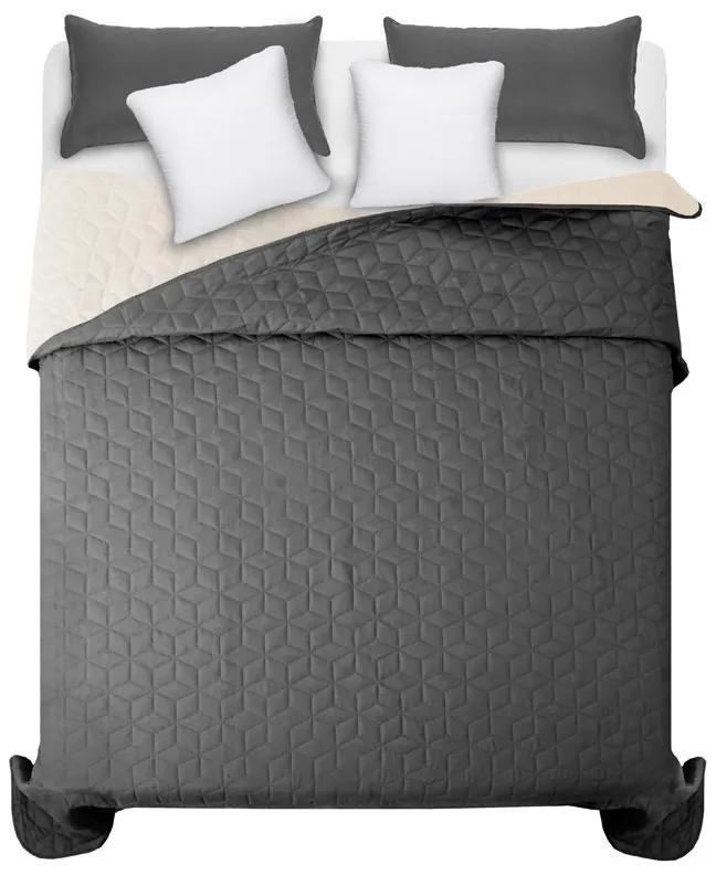 Kvalitní tmavě šedé přehozy na manželskou postel se vzorem diamantu 200 x 220 cm