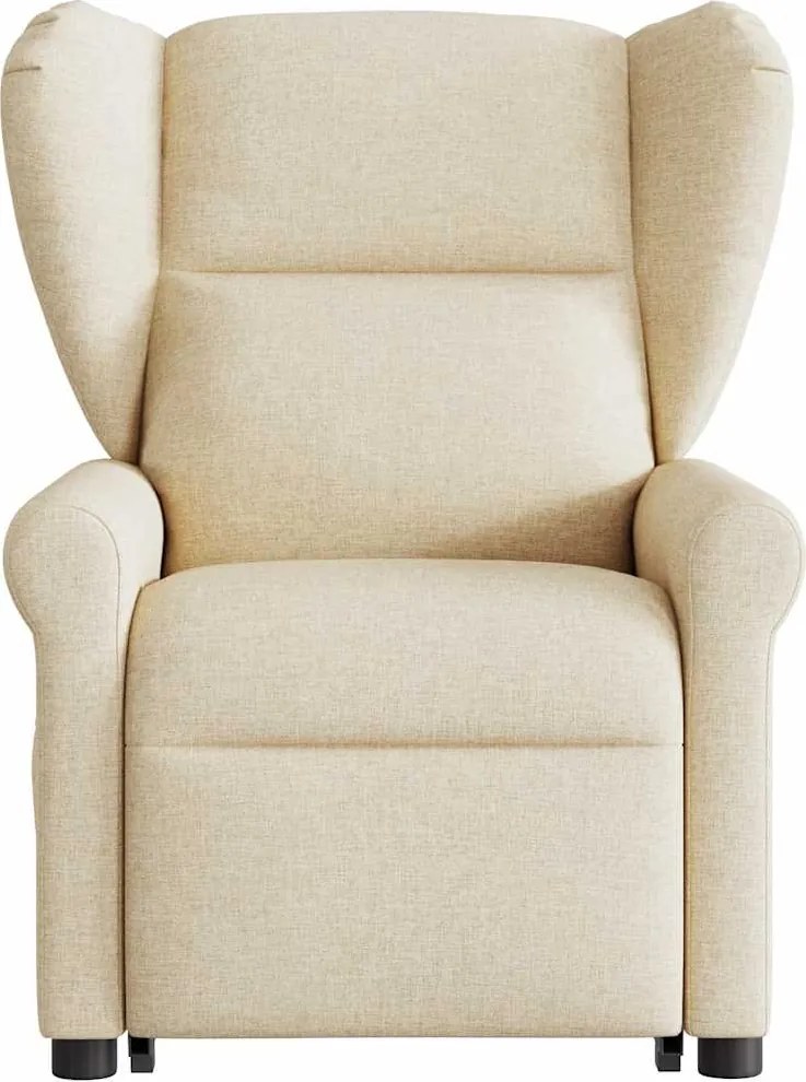 Elektrické zvedací masážní polohovací křeslo krémové textil 3303412