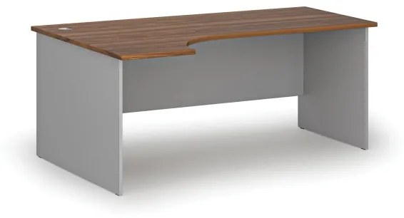 Kancelářský rohový pracovní stůl PRIMO GRAY, 1800 x 1200 mm, levý, šedá/ořech