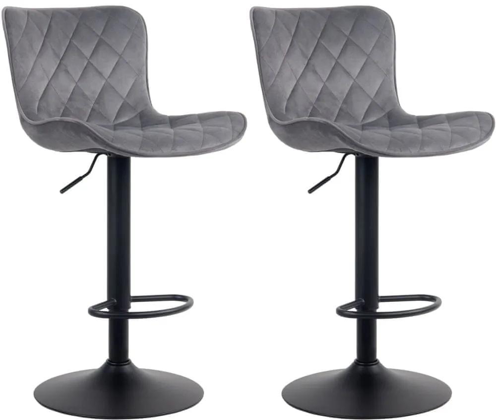 Bhm germany Barové židle Emma (SET 2 ks), samet, tmavě šedá