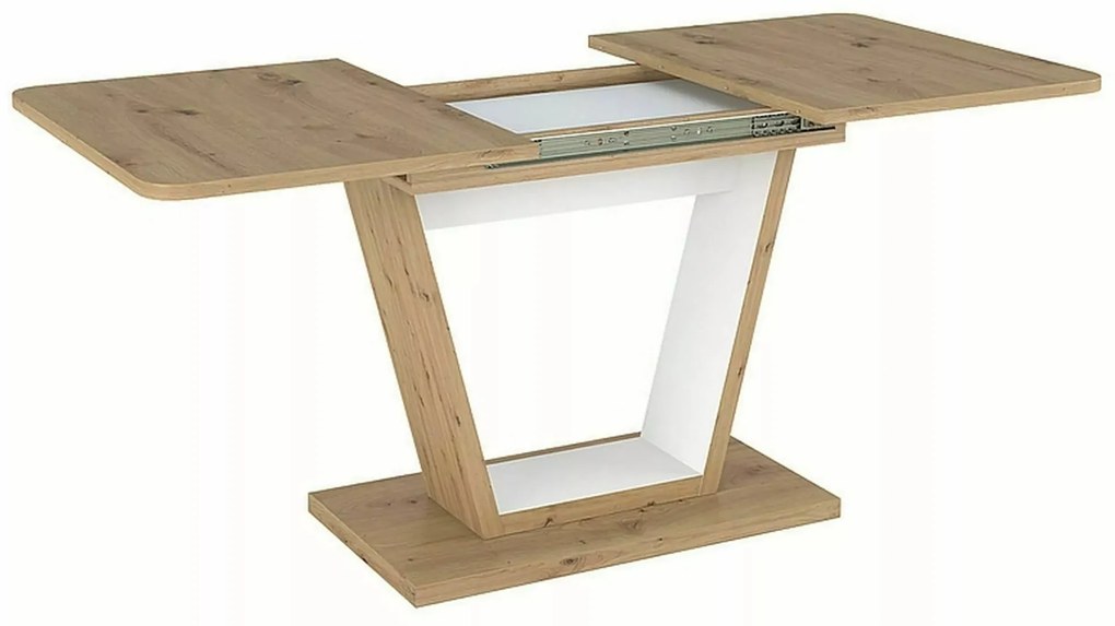 Jídelní rozkládací stůl 120/160 cm Nigel bílý/dub artisan