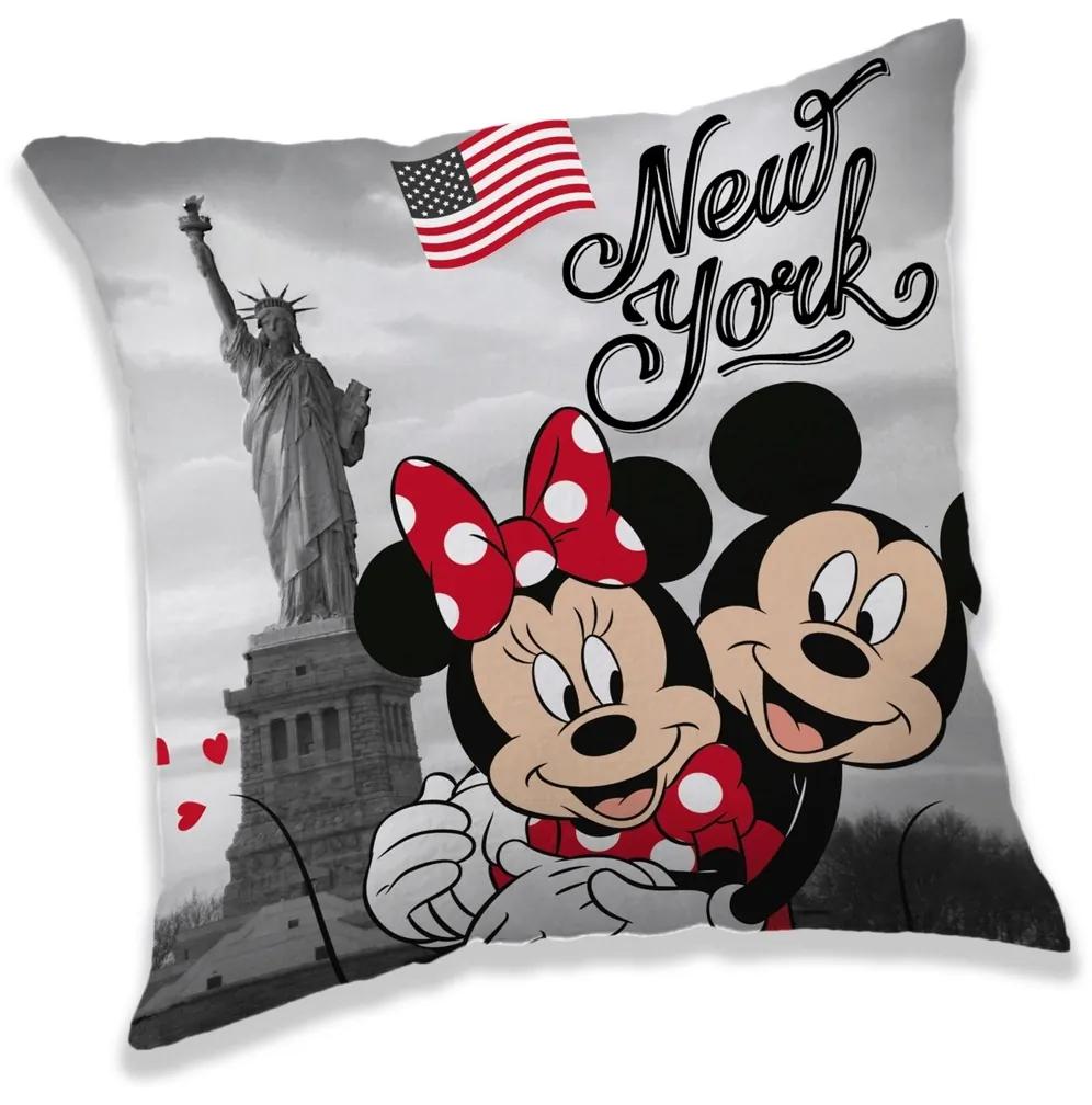 Jerry Fabrics Polštářek Mickey a Minnie in New York, 40 x 40 cm