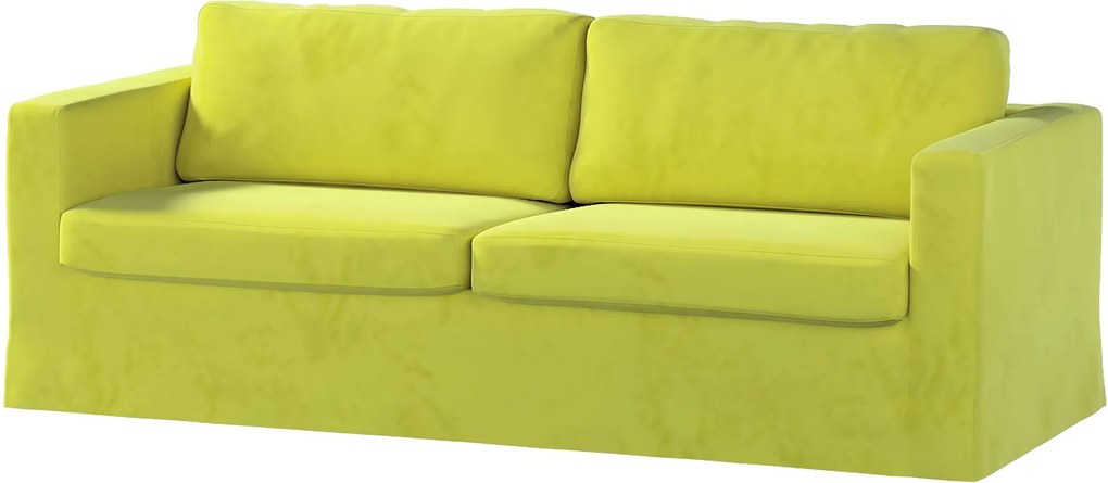 Potah na pohovku IKEA Karlstad 3-místná, nerozkládací, dlouhý barva zelená látka lesklé, sametová