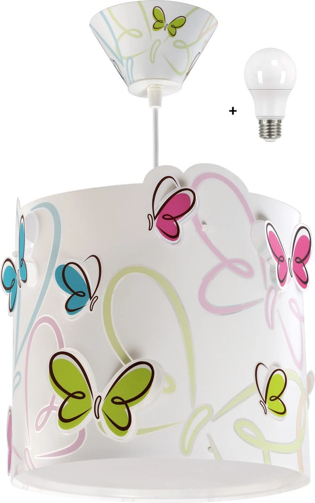 Dalber 62142 BUTTERFLY - Motýlkový dívčí lustr + Dárek LED žárovka