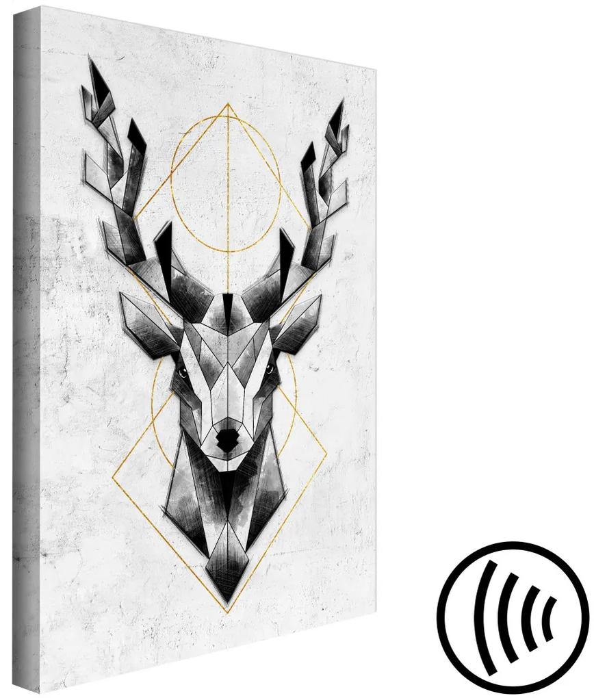 Obraz Šedý jelen (1-dílná) svislá - geometrická abstrakce a zvíře