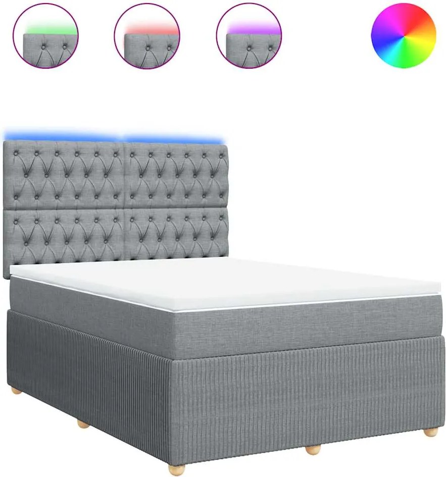 Box spring postel s matrací světle šedá 140 x 200 cm textil 3294386