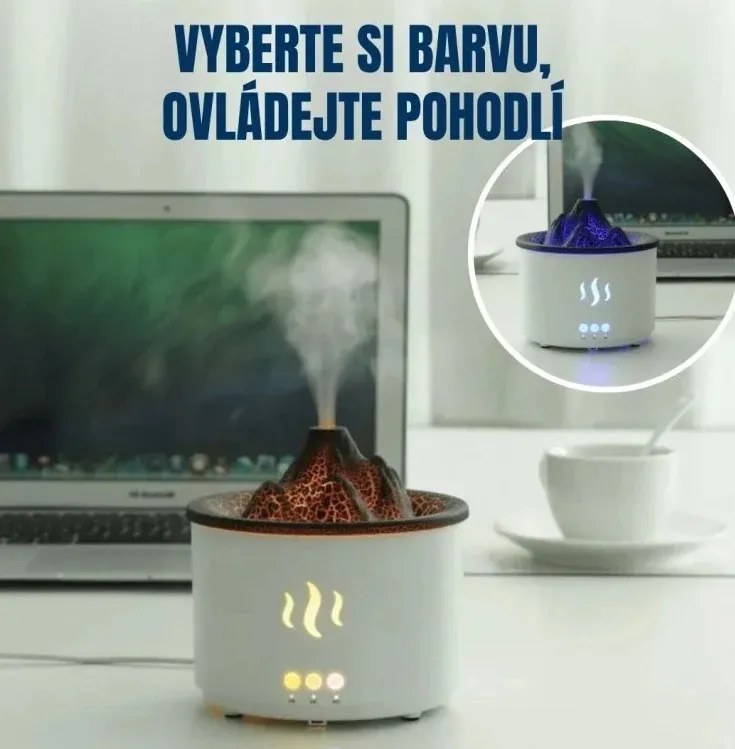 Aroma difuzér RDF3 ve tvaru sopky - 500 ml - bílý