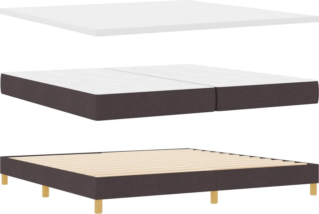 Postel s boxspringem s čelo Tmavě hnědá 200 x 200 cm textil 3339024