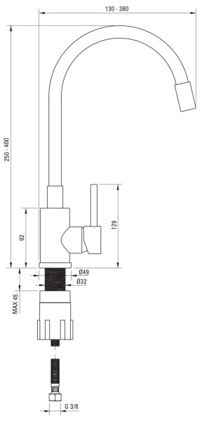 Deante ZQJNN103 - Kuchyňský dřez EVORA 50x50 cm + dřezová baterie granit/černá