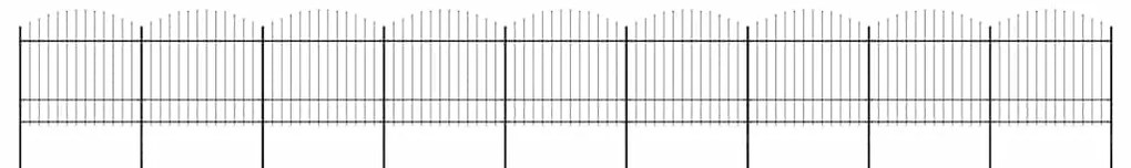 Zahradní plot s kopím nahoře ocelový 1506 x 175 cm černý 277747