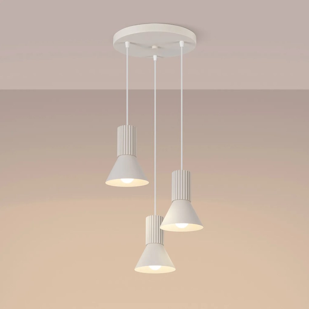 Sollux Lighting Závěsná lampa ESTRIA 3P béžová