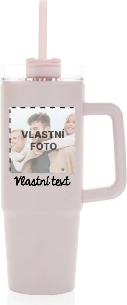 Personalizovaná cestovní termoska s průhledným víčkem s fotografií