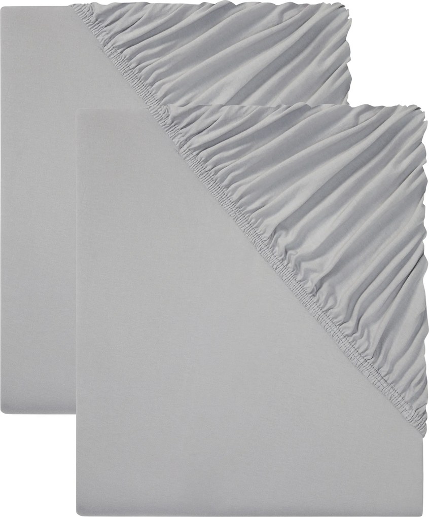 Livarno home Sada žerzejových napínacích prostěradel, 90-100 x 200 cm, 2dílná (světle šedá)
