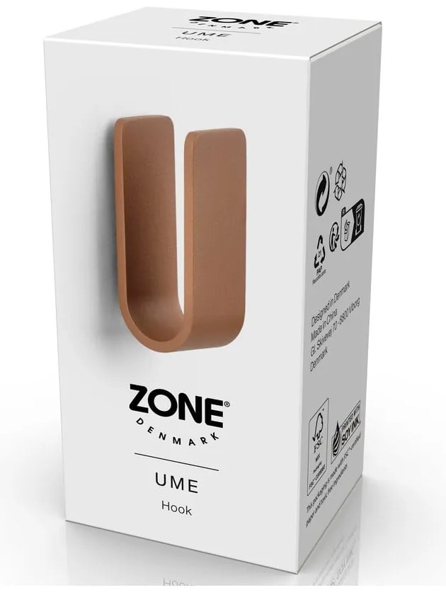 Nástěnný kovový háček v terakotové barvě Ume – Zone
