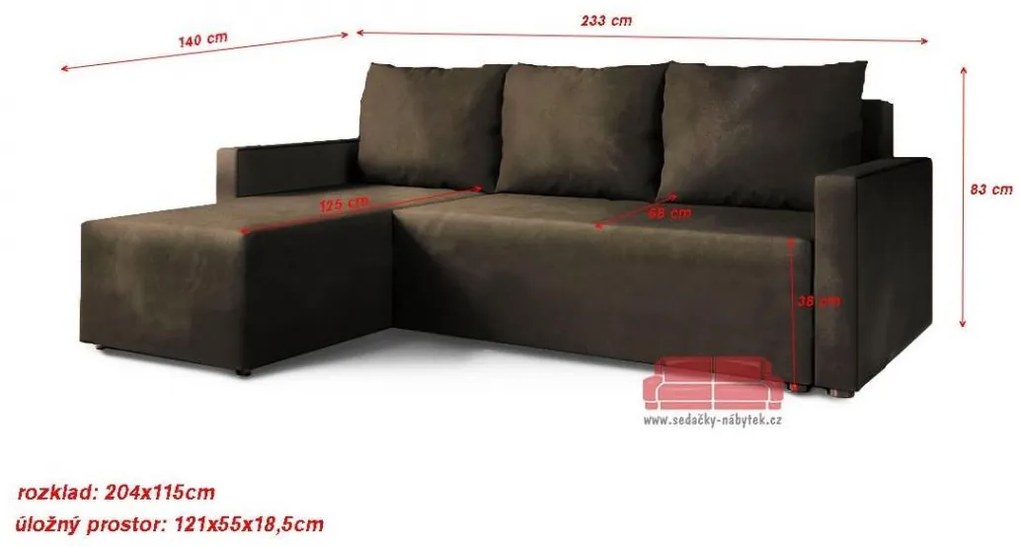 KENIX SANTANA rozkládací sedací souprava s úložným prostorem béžová 233 x 83 x 140 cm