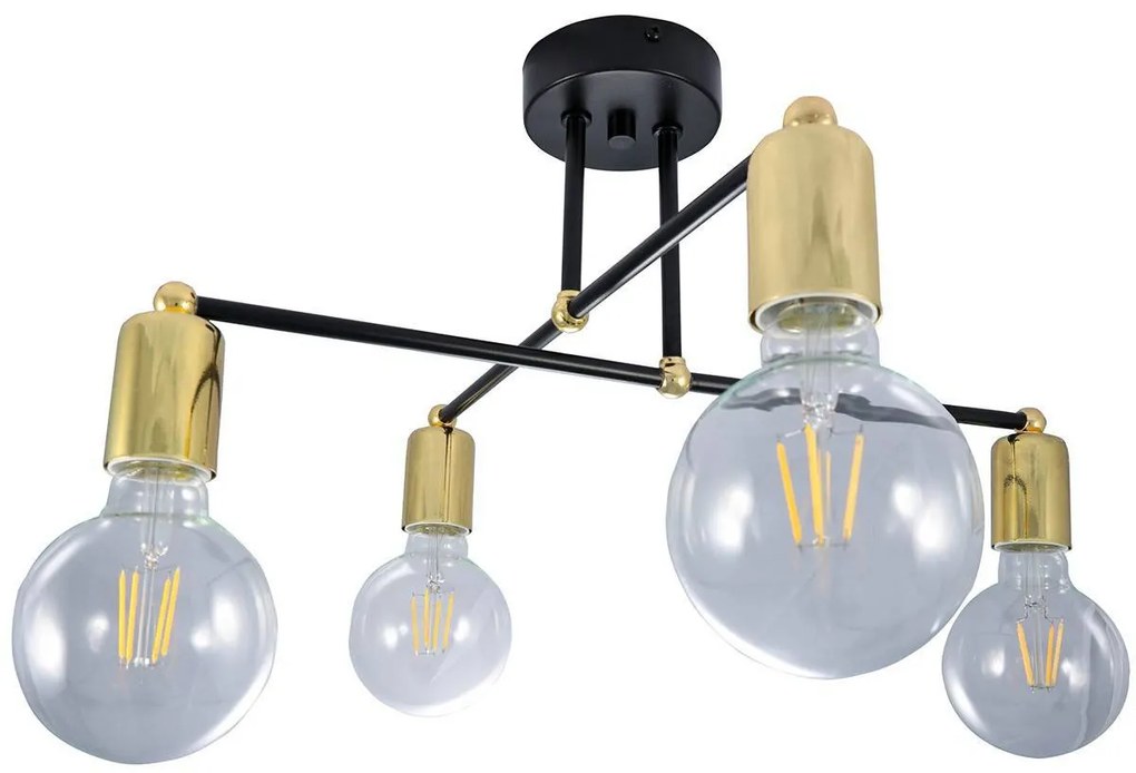 Stropní svítidlo Edison, zlaté tělo svítidla