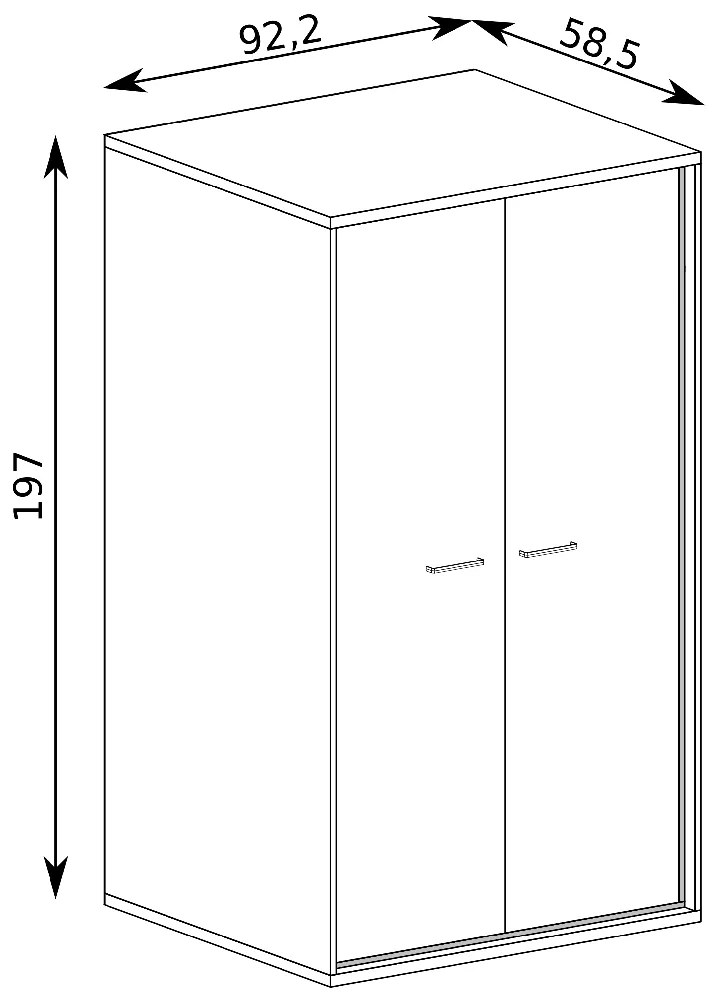 MEDIOLAN | šatní skříň M-1 | 92,2 cm | + KOVOVÉ NOZIČKY | natural hikora