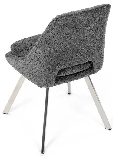 Autronic Elegantní šedá jídelní židle RINA s broušenými kovovými nohami (vzorek z prodejny)
