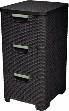 Polyratanová skříňka RATTAN STYLE - 3x14l - hnědá CURVER OEM R32302