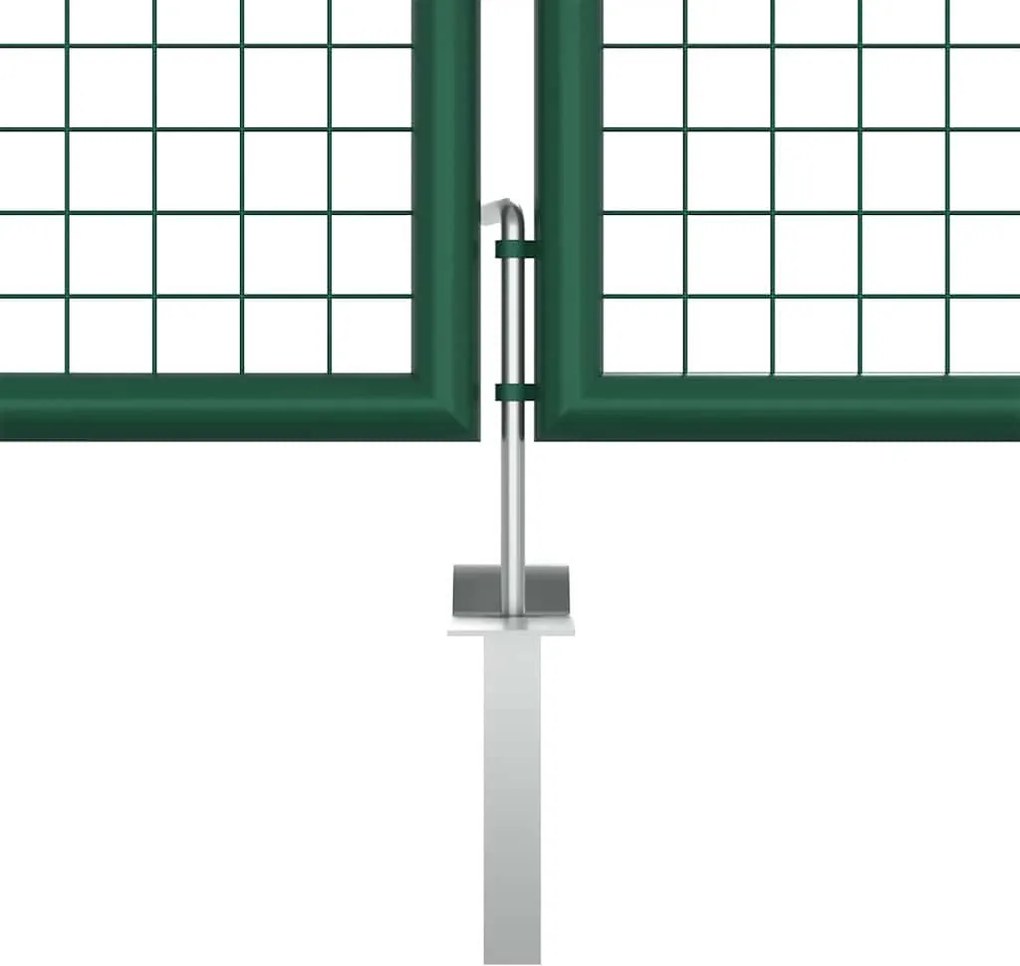Pletivá zahradní branka ocelová 400 x 125 cm zelená 145749