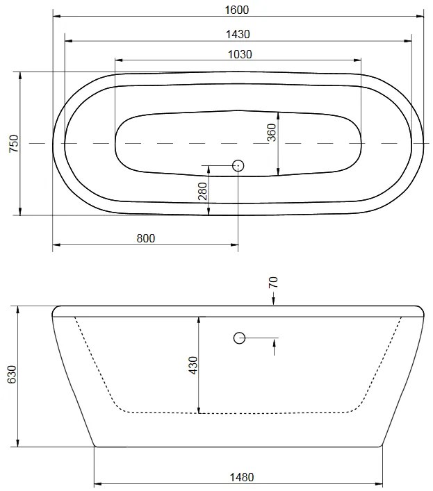 NIKIDO - B Volně stojící vana VICTORIA Rozměry: 185 x 83 cm