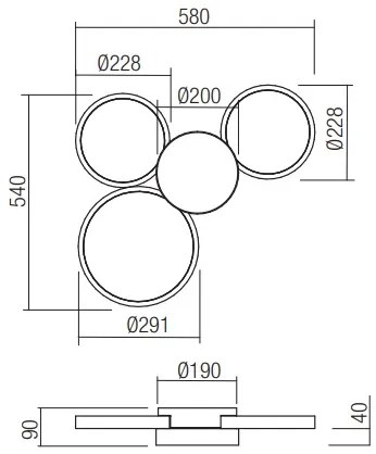 Stropní nástěnné led designové svítilo Redo Cronos Barva: Bílá, Chromatičnost: S - 38,5cm