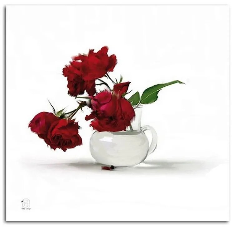 Obraz CARO - Red Roses In A Vase 20x20 cm