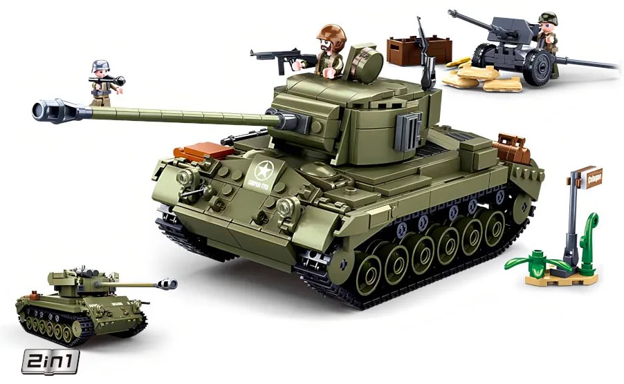 Sluban Army N38-B0860 Střední tank 2v1 a protiletecké dělo