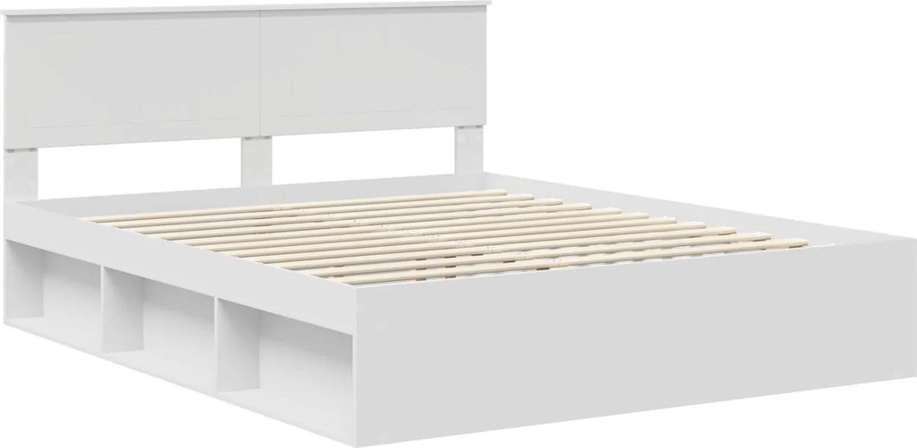 Rám postele s čelo Bílá 160 x 200 cm Masivní borové dřevo 3410573