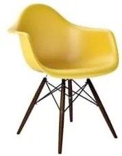 Designová židle DAW, žlutá (Tmavý buk)