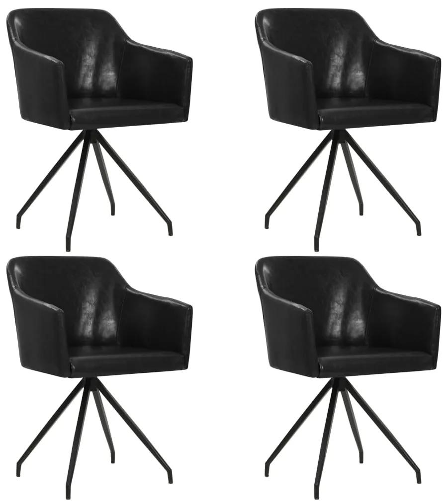 276065 vidaXL Otočné jídelní židle 4 ks černé umělá kůže