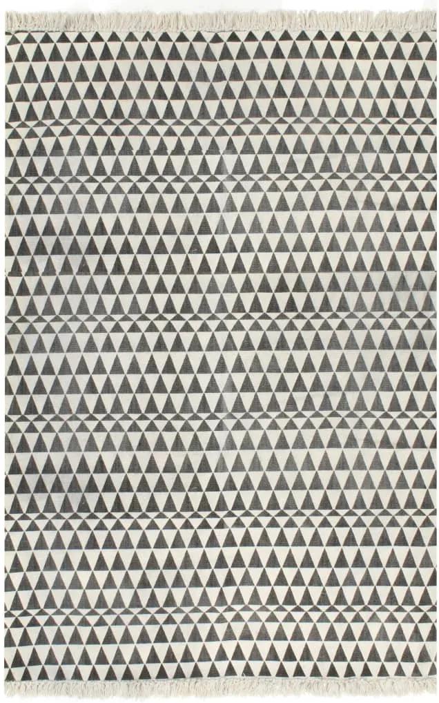 Koberec se vzorem - bavlněný - černobílý | 120x180 cm