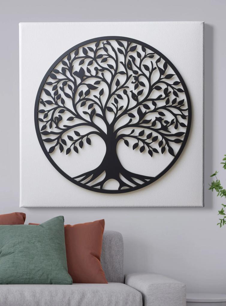 Obraz na plátně - Strom života, černá silueta na bílém pozadí FeelHappy.cz Velikost obrazu: 80 x 80 cm