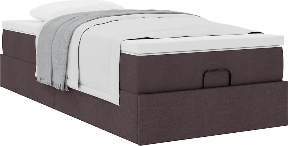 Osmanský rám postele s matrací tmavě šedá 100x200cm textil 3311088