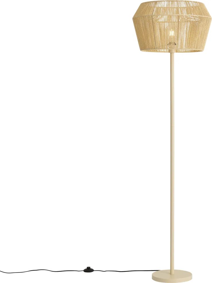 Stojací lampa béžová s papírovým lanovým stínidlem 50/50/30 - Simplo
