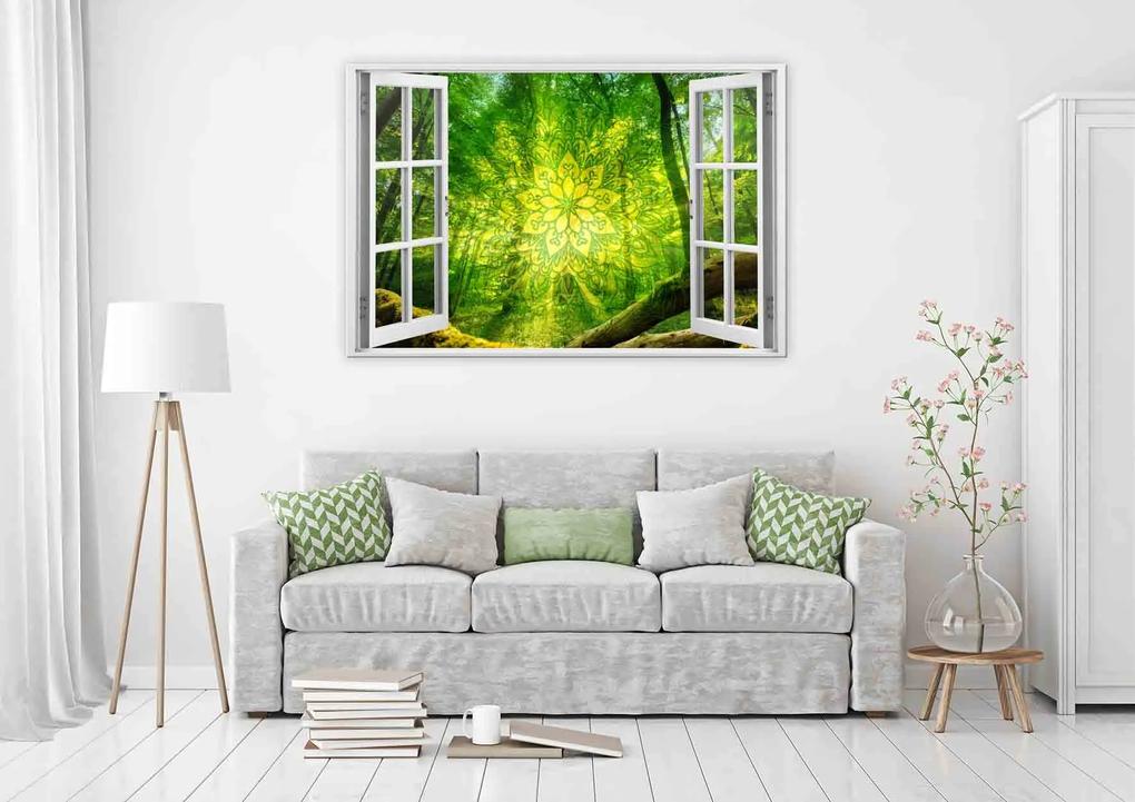 Malvis ® Obraz okno lesní strážce Velikost (šířka x výška): 120x80 cm