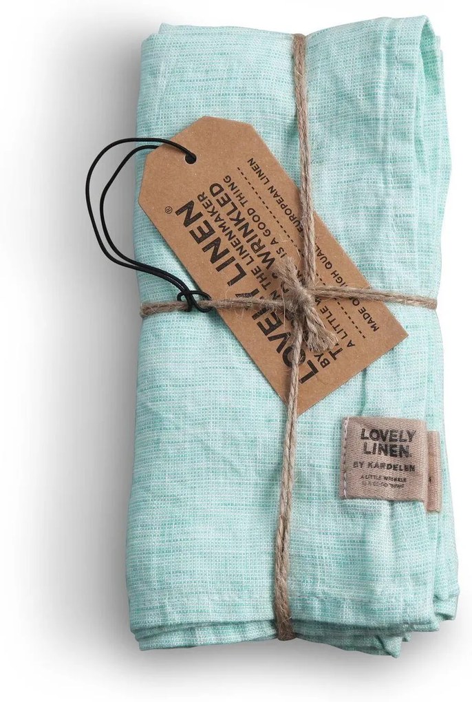 Lovely Linen Lněný ubrus - Chambray Ocean - 100% len, modrá barva, zelená barva, textil