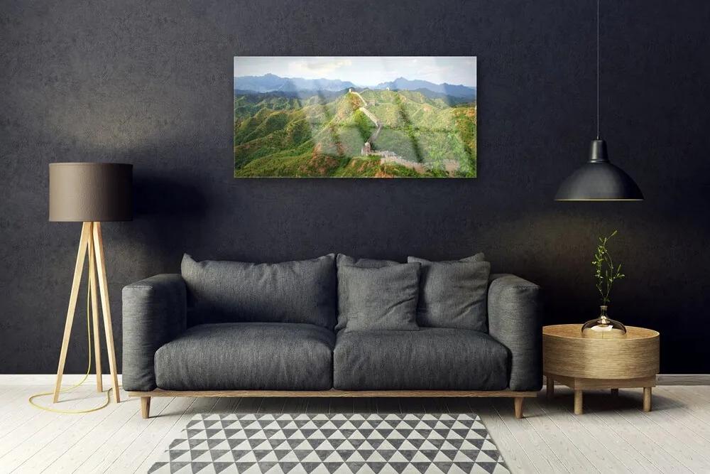 Obraz na skle Velká Zeď Hora Krajina 100x50 cm