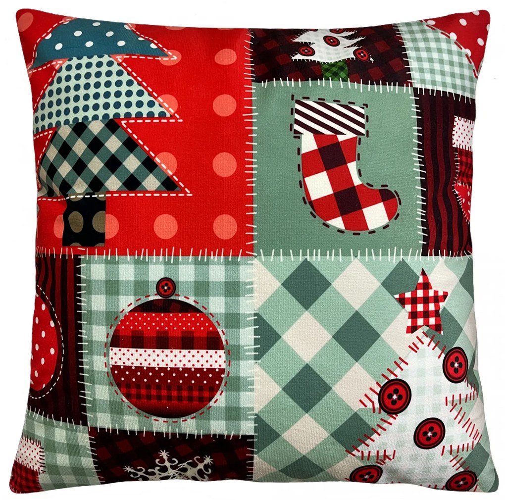 Vánoční polštář XMAS PATCHWORK 40x40 cm Mybesthome Varianta: Povlak na polštář, 40x40 cm